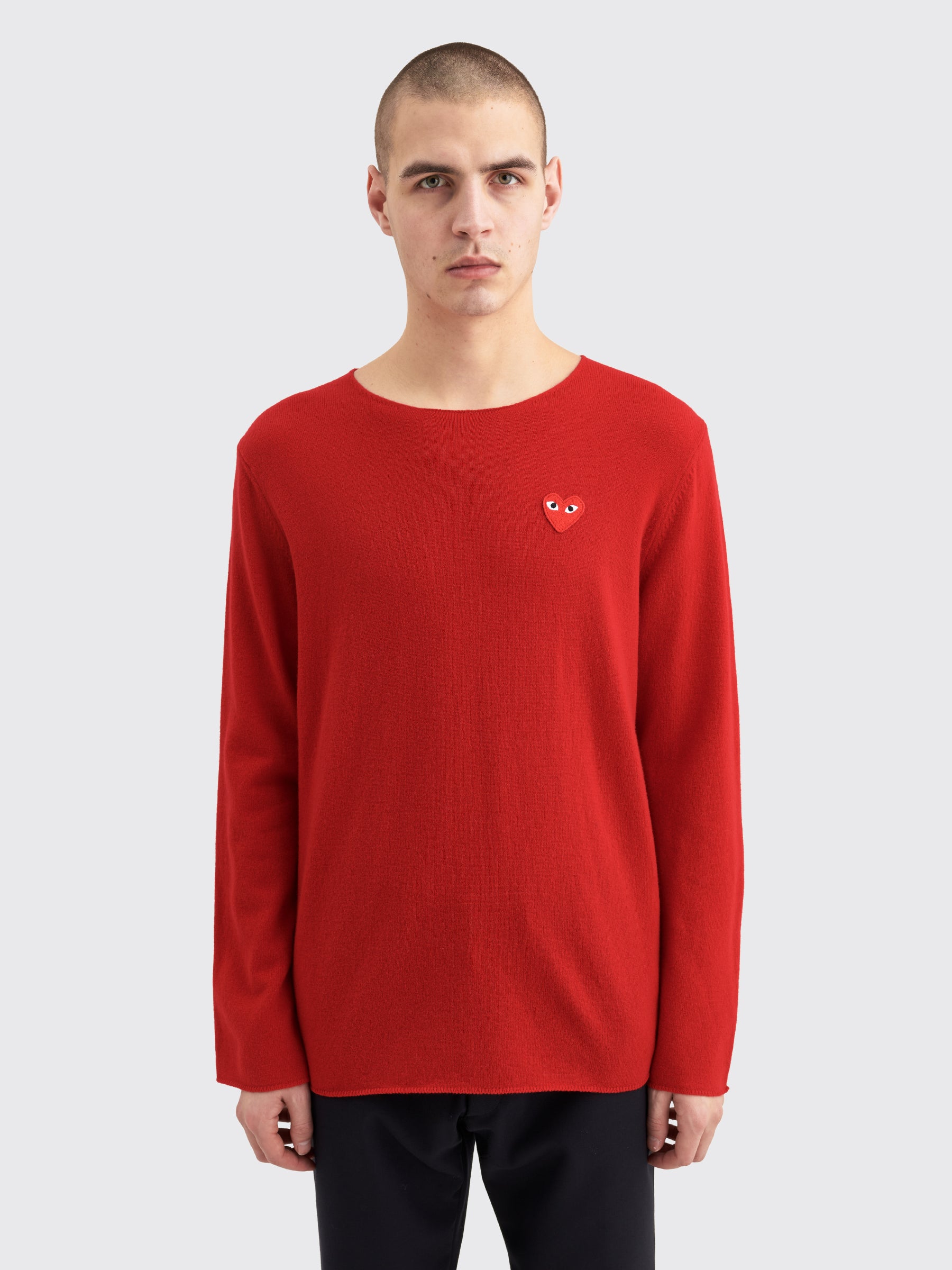 Comme des Garçons Play Small Heart Knitted Sweater Red – Très Bien